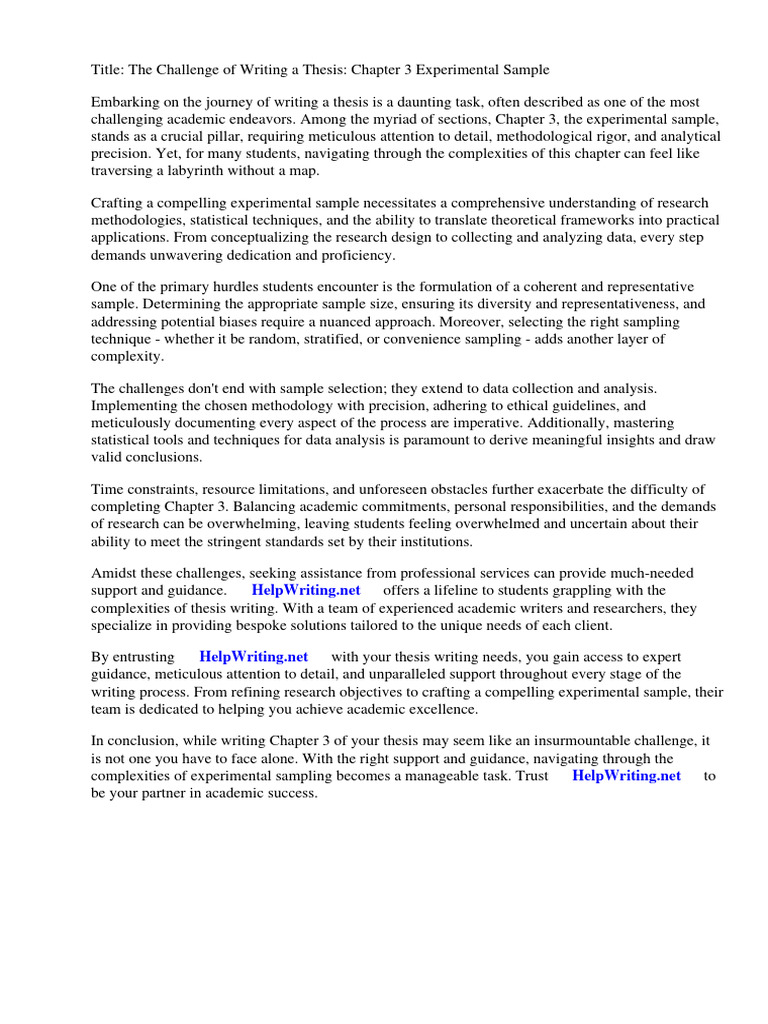 Chapter 3 Thesis Sample Experimental | PDF | Methodology | Sampling ... Chapter 3 Thesis Sample Experimental | PDF | Methodology | Sampling ...