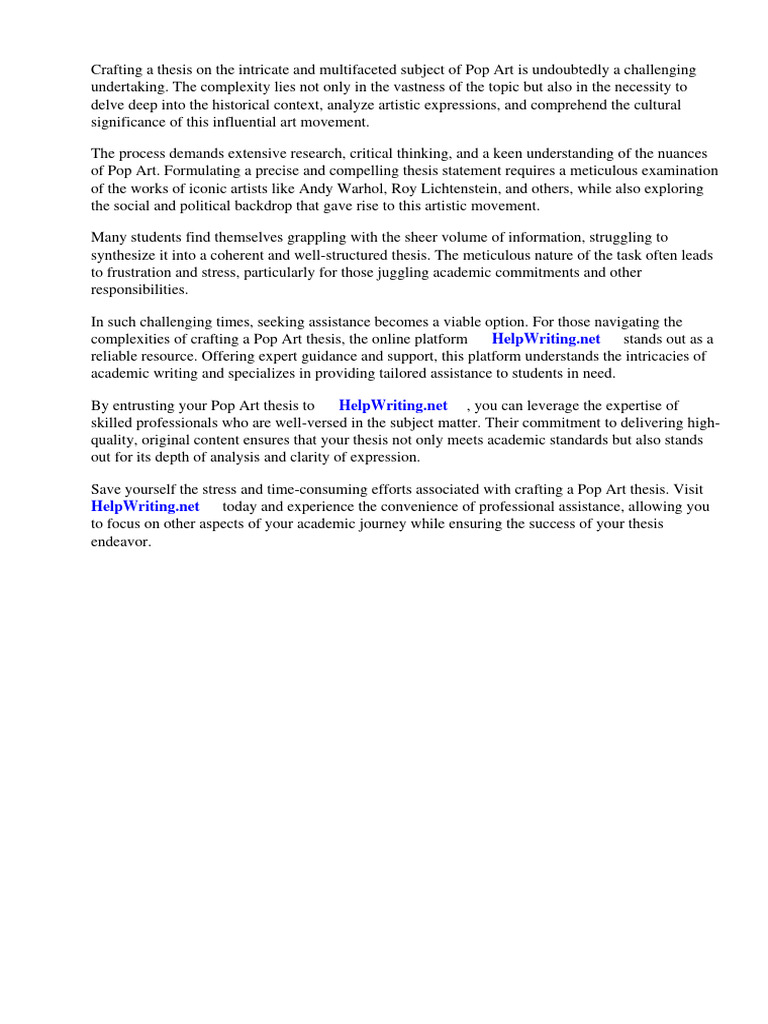 Pop Art Thesis Statement | PDF | Thesis | Essays
