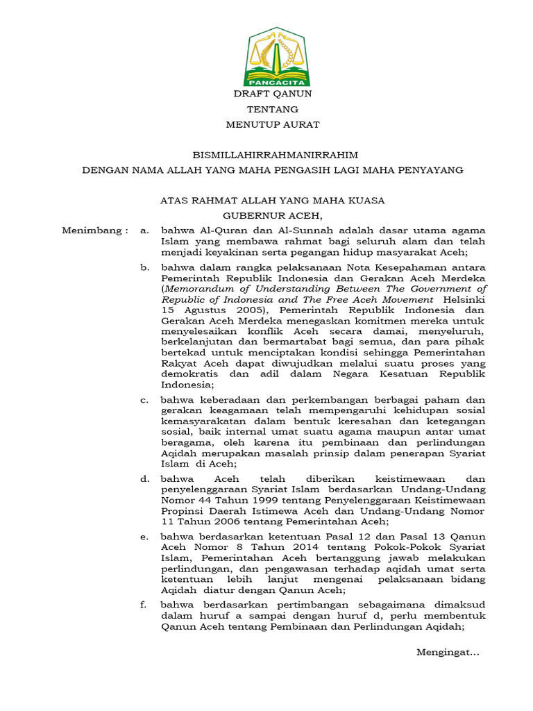 Qanun Aceh Nomor 8 Tahun 2015 | PDF