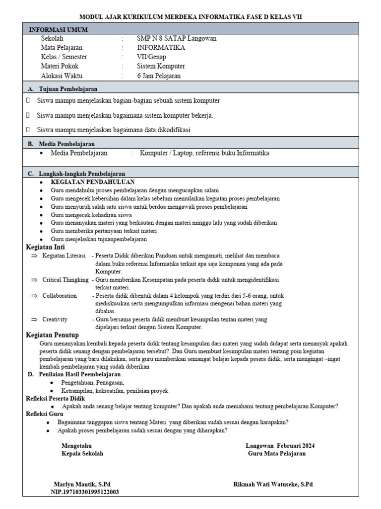 Waty Modul Ajar | PDF