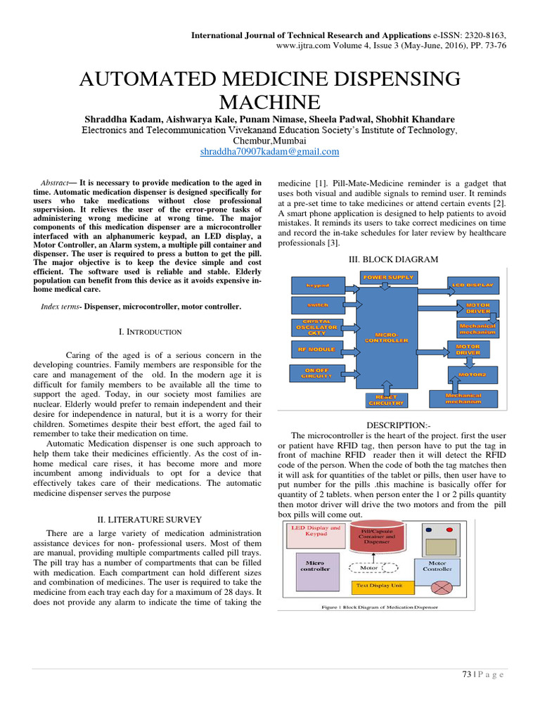 Pill Dispenser 2024 | PDF | Microcontroller | Radio Frequency ...