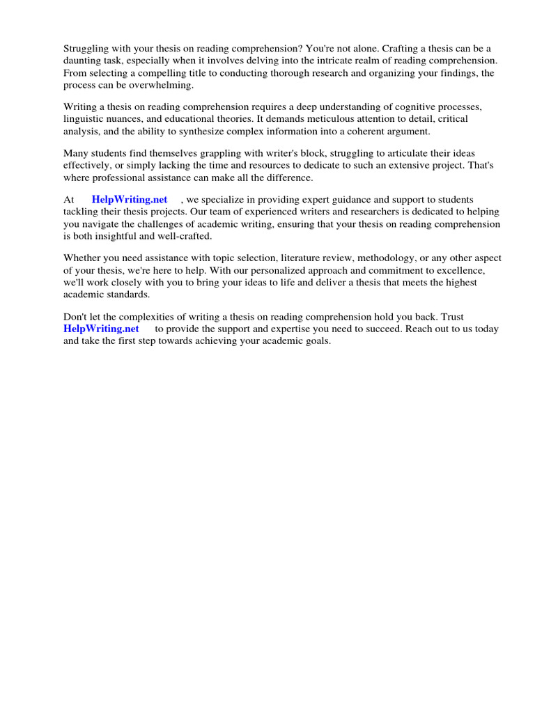 Thesis Title About Reading Comprehension | PDF | Reading Comprehension | Phonics