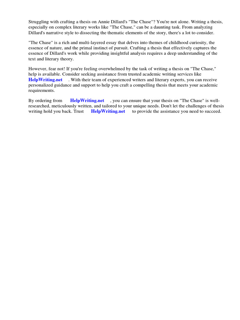Annie Dillard The Chase Thesis | PDF | Essays | Narration