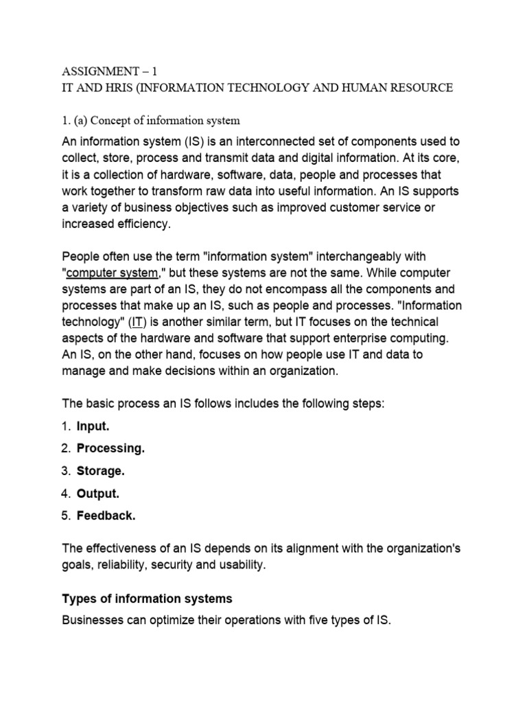 ASSIGNMENTS 3RD SEM HRIS | PDF | Central Processing Unit | Computer Data Storage