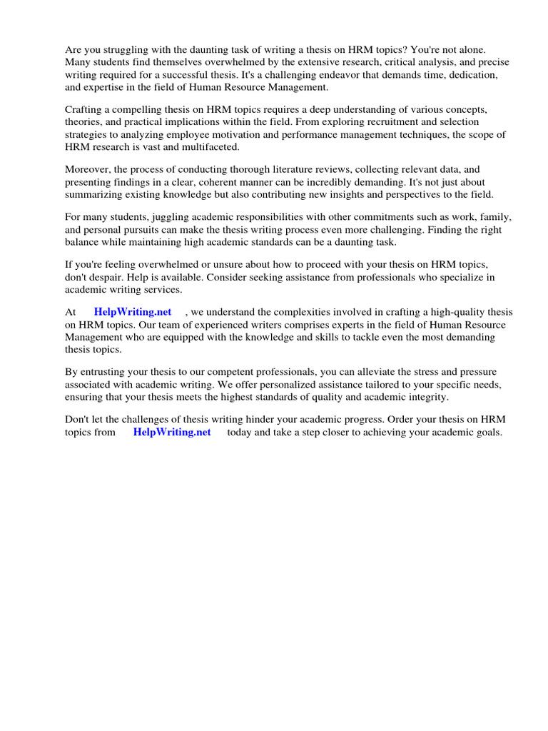 Thesis Topics in Hrm Ppt | PDF | Human Resource Management | Human ...