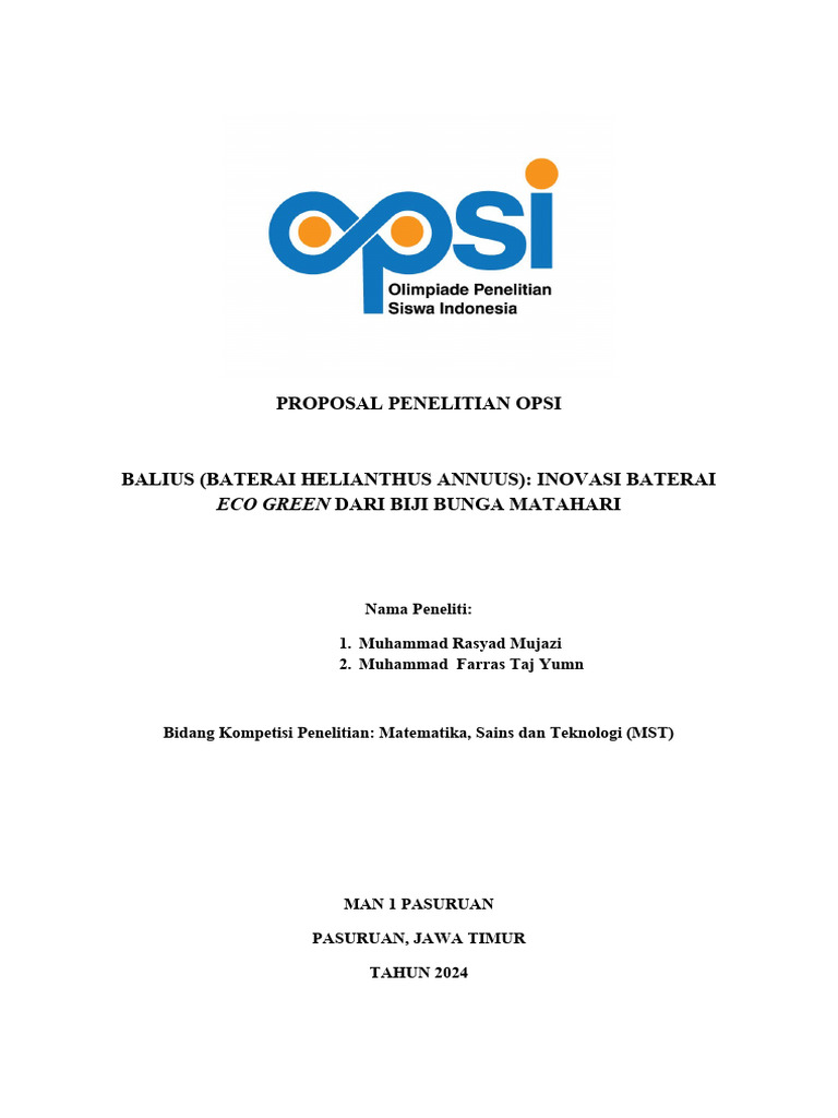 Salin-Proposal Penelitian Opsi | PDF