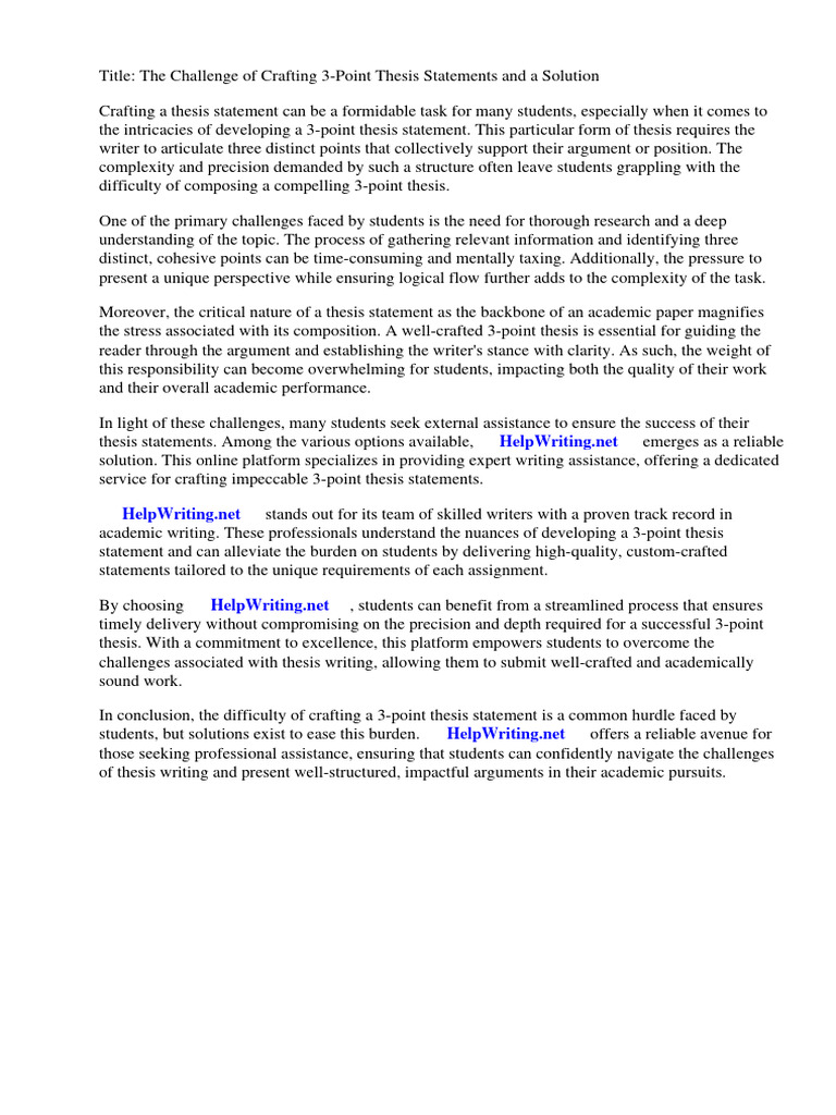 Examples of 3 Point Thesis Statements | PDF | Essays | Thesis