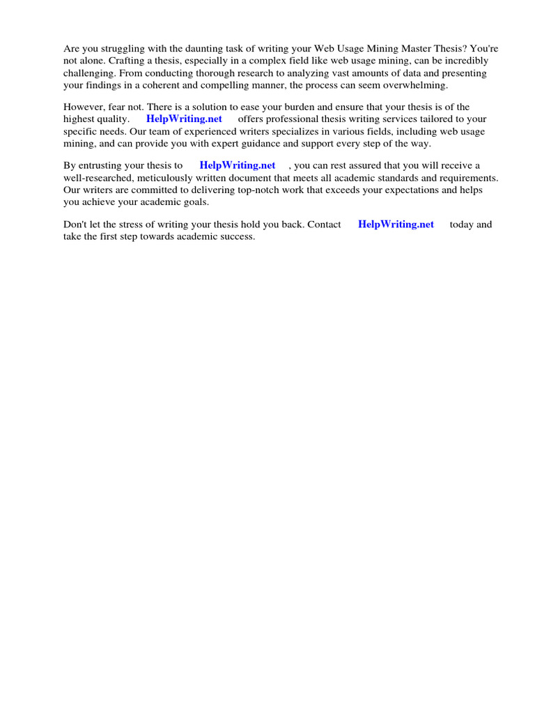 Web Usage Mining Master Thesis Pdf World Wide Web Internet And Web