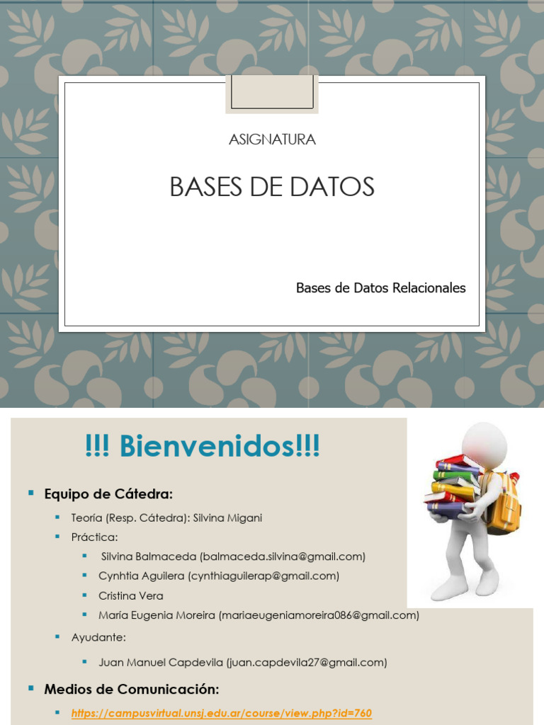 Unidad1 - Introduccion Base de Datos | PDF | Bases de datos | Datos