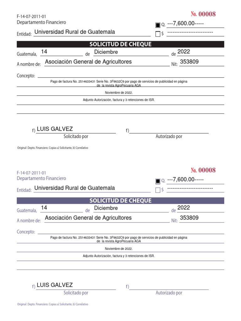 Editable Solicitud de Cheques | PDF