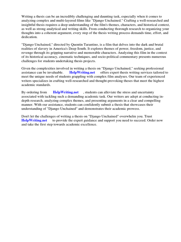 Thesis of Django Unchained | PDF | Mystery, Thriller & Crime Fiction | Young Adult