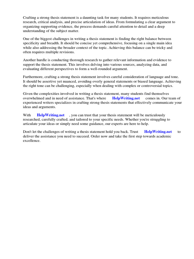 Tips To Writing A Strong Thesis Statement | PDF | Essays | Thesis