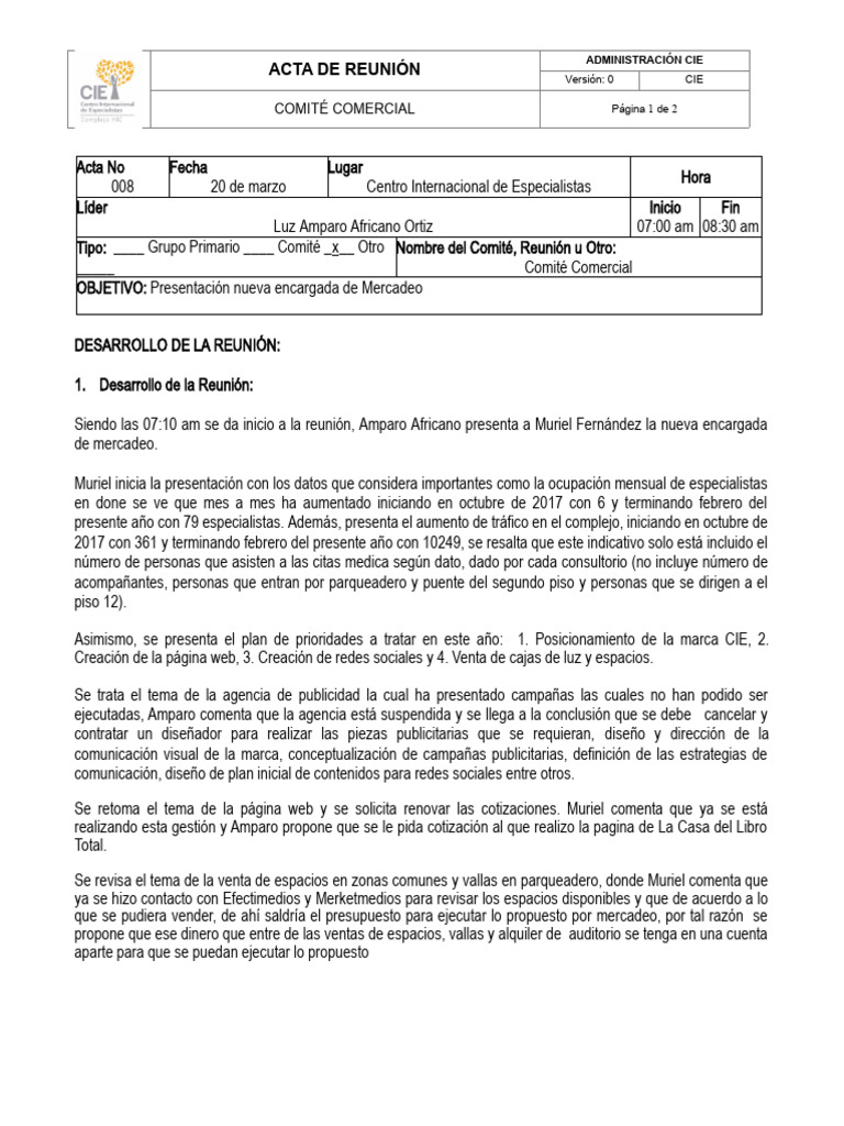 Formato de Actas | PDF