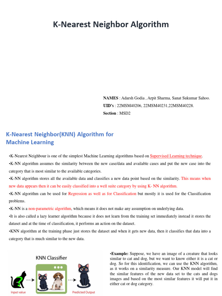 K-Nearest Neighbor Algorithm | PDF | Cybernetics | Applied Mathematics