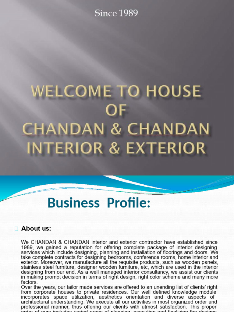 Chandan & Chandan Profile Presentation | PDF | Door | Window