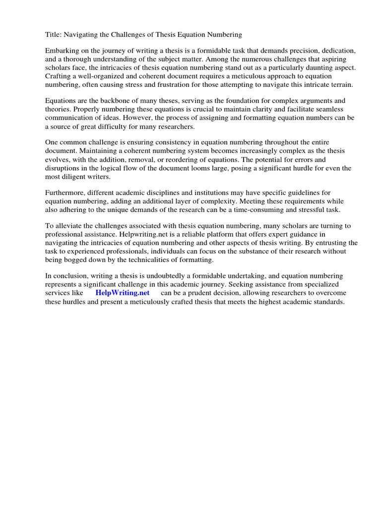 Thesis Equation Numbering | PDF | Thesis | Bracket