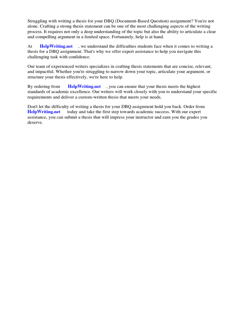 Expert Tips for Writing DBQ Theses | PDF | Essays | Thesis