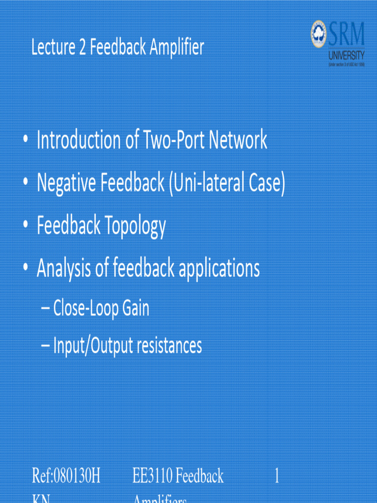 Feedback Amplifier Analysis Techniques | PDF | Amplifier | Feedback