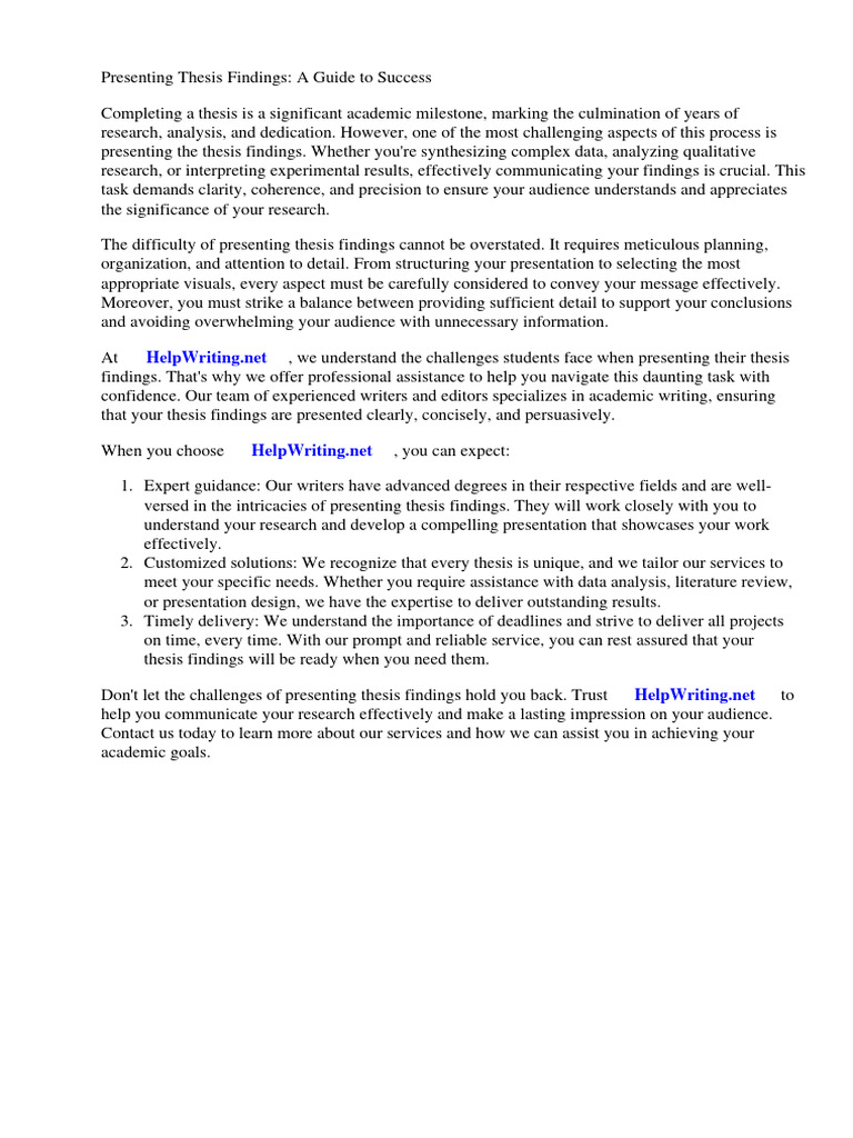 Thesis Findings Presentation Guide | PDF | Thesis | Methodology