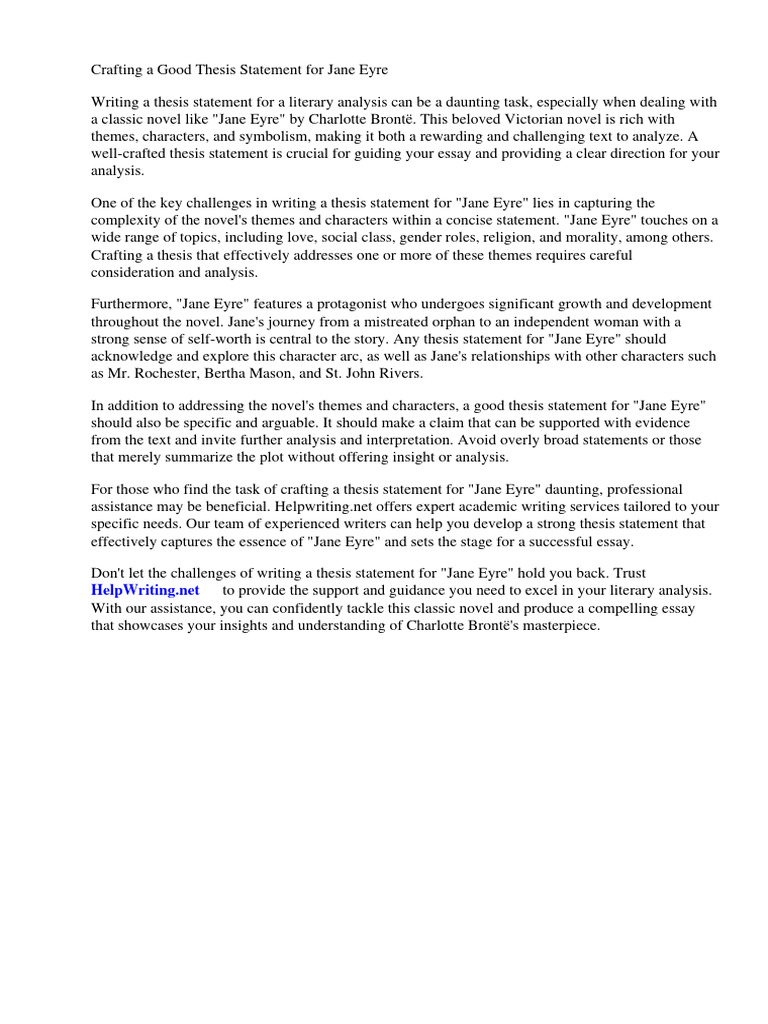 Thesis Tips for Jane Eyre Analysis | PDF | Jane Eyre