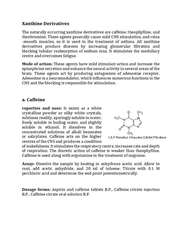 Xanthine Derivatives and Anticonvulsants | PDF | Caffeine | Acid