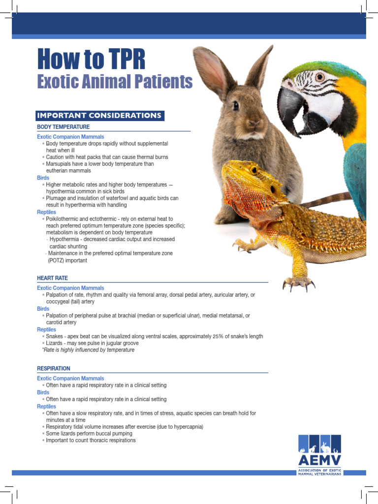 Exotic Animal TPR Guidelines | PDF | Thermoregulation | Heart