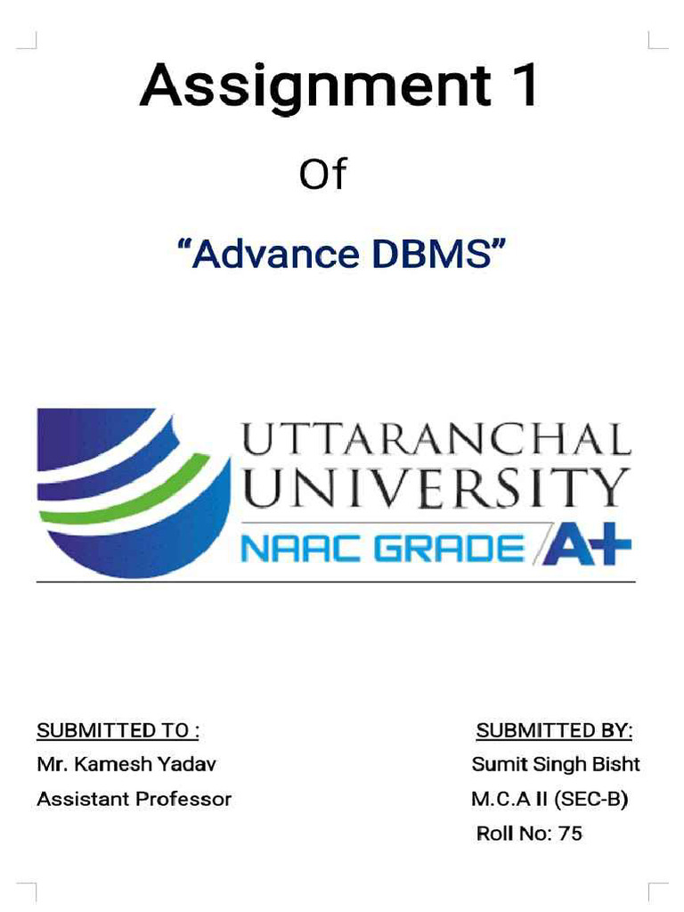 Sumit DBMS Assignment | PDF