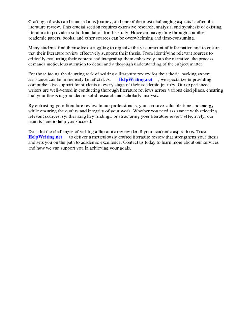 Literature Review For Thesis Example | PDF | Curriculum | Thesis