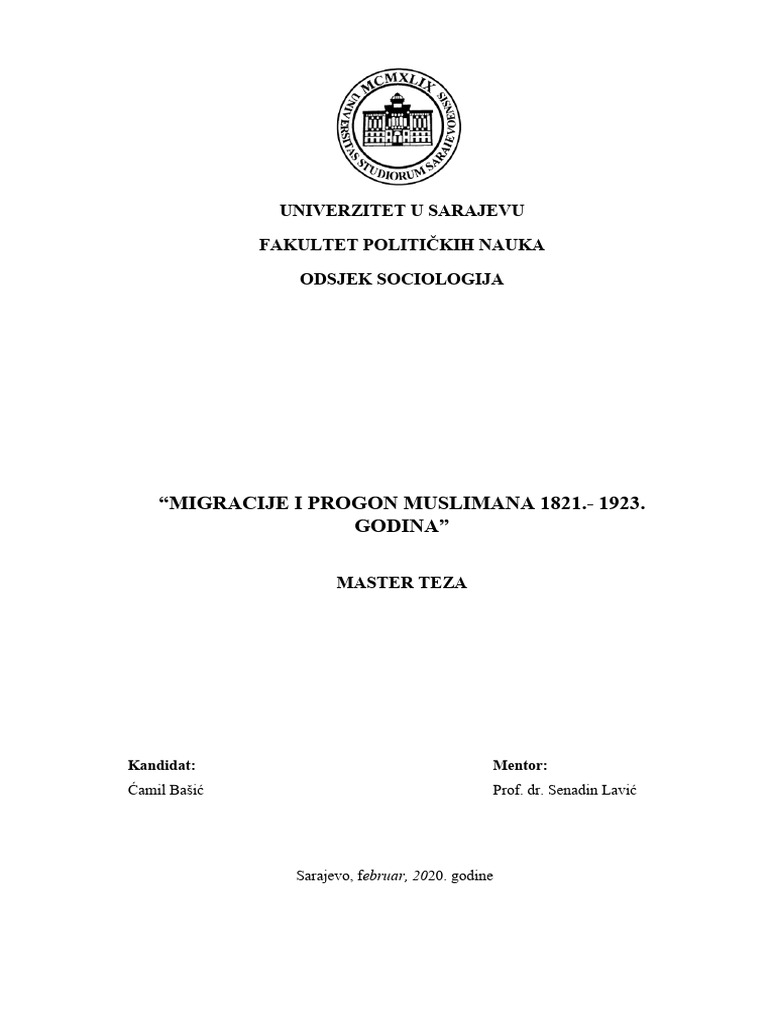 MIGRACIJE-I-PROGON-MUSLIMANA-1821.-1923.-GODINA | PDF