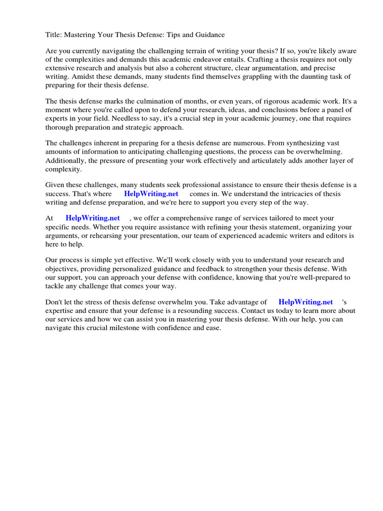 How To Make Thesis Defense | PDF | Thesis | Doctor Of Philosophy