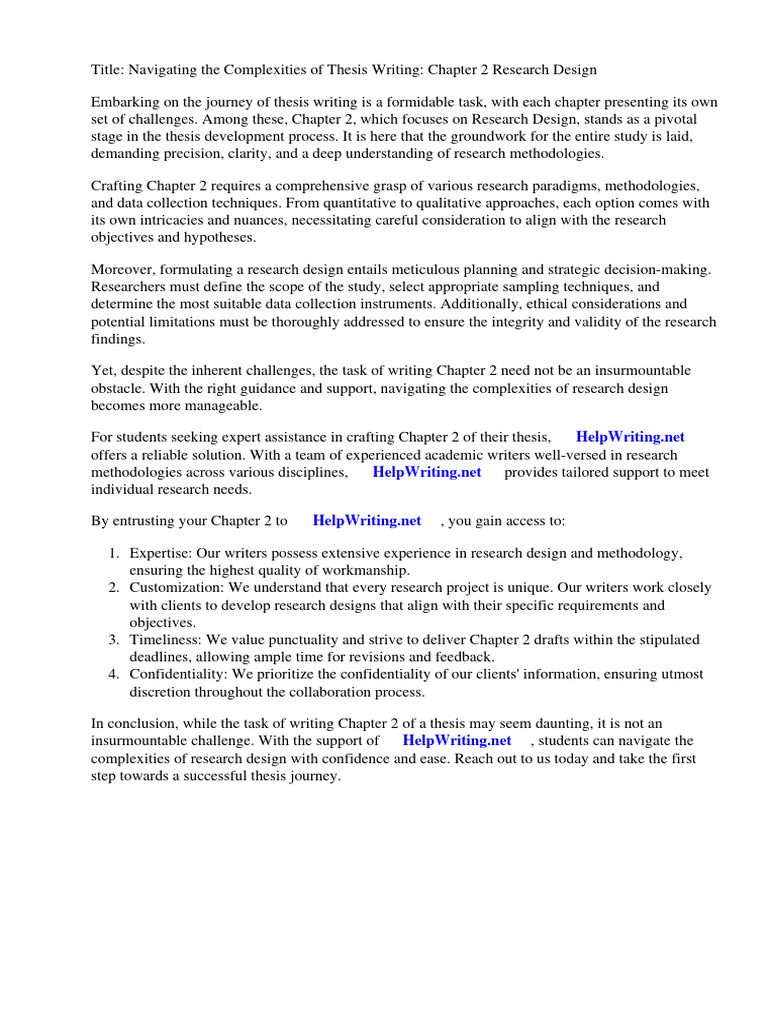 Chapter 2 Thesis Research Design | PDF | Methodology | Thesis