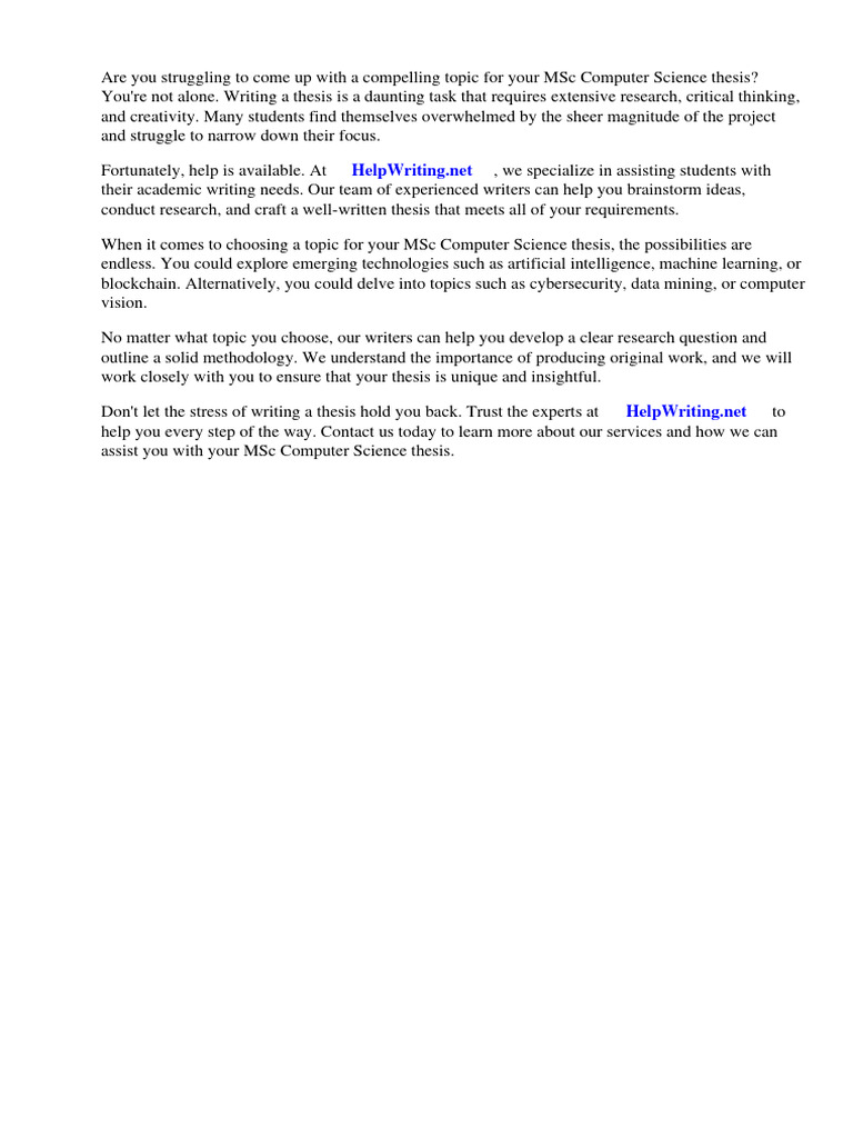 MSC Computer Science Thesis Ideas | PDF | Thesis | Computer Science