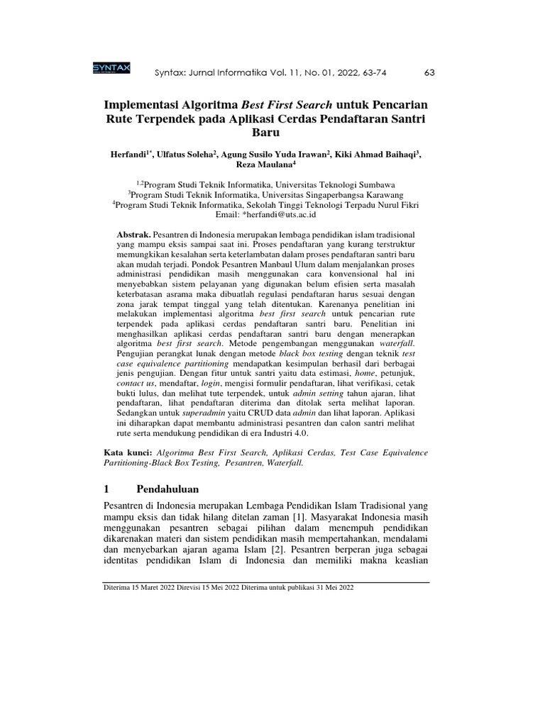 Implementasi Algoritma Best First Search | PDF | Karier & Perkembangan | Komputer