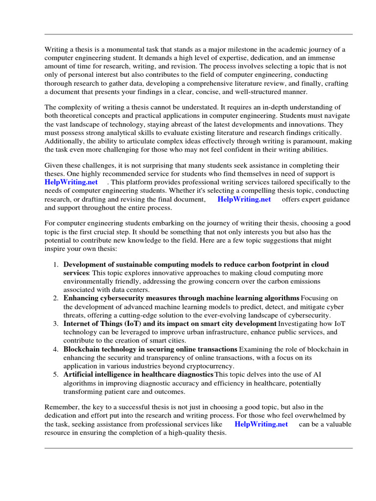 Good Thesis Topics For Computer Engineering | Download Free PDF | Internet Of Things | Thesis