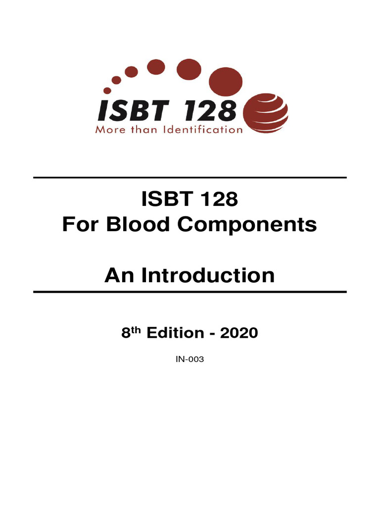 IN 003 ISBT 128 For Blood | PDF | Barcode | Information