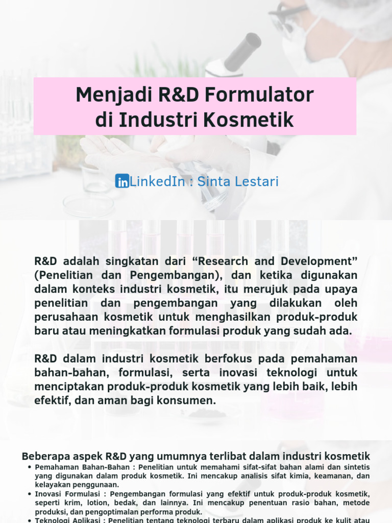 ?menjadi R&D Formulator Di Industri Kosmetik | PDF | Karier ...