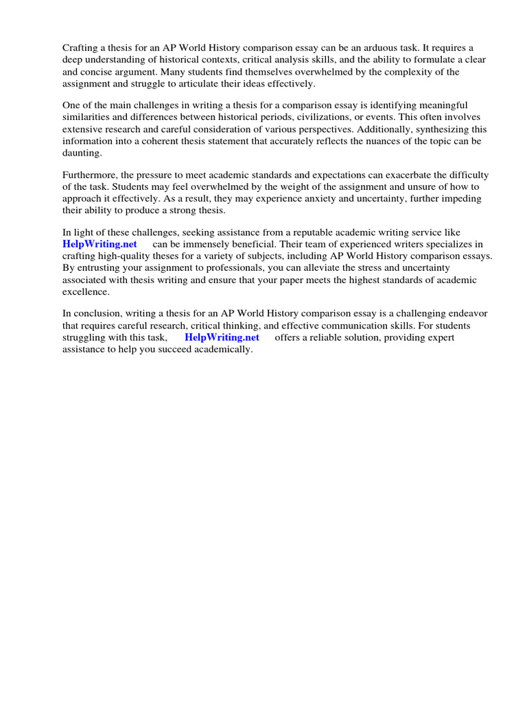 AP World History Comparison Essay Thesis | PDF | Essays | Critical Thinking