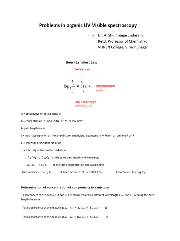 Problems in Organic UV-Visible Spectros | Download Free PDF ...