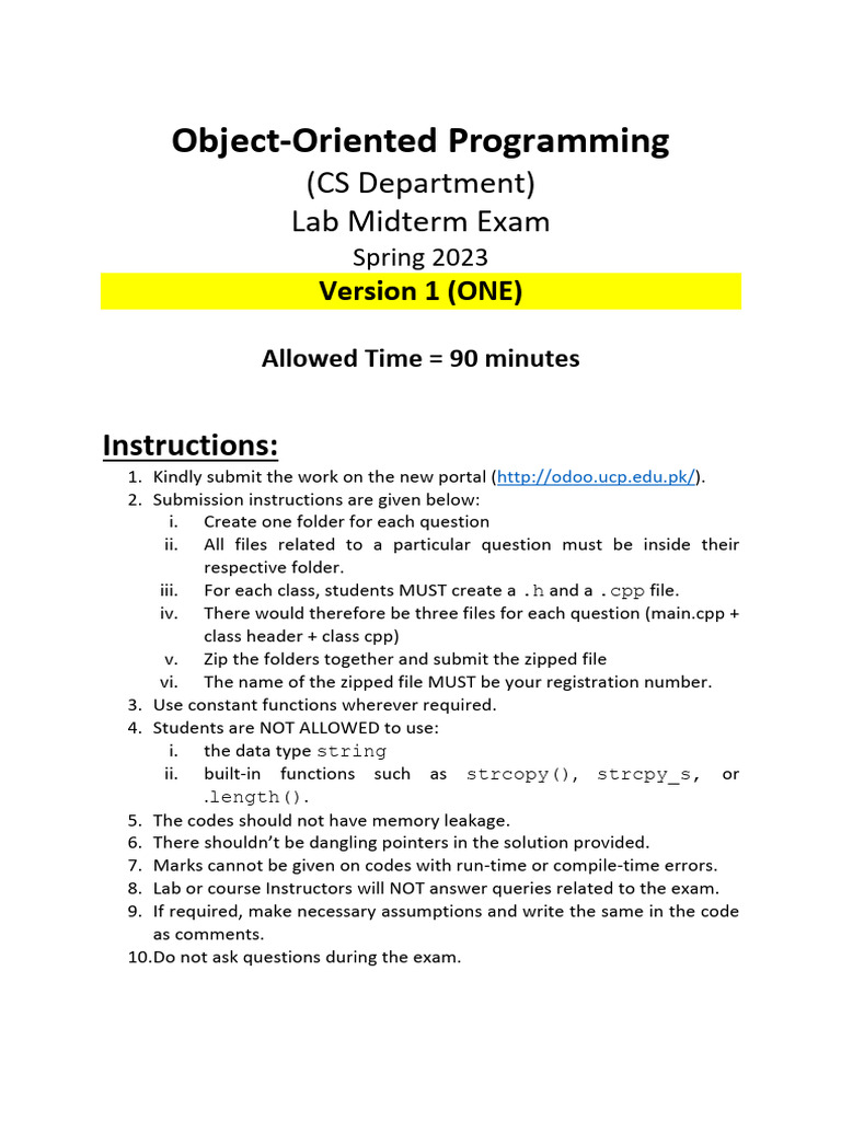 Version 1 | PDF | Class (Computer Programming) | Pointer (Computer Programming)