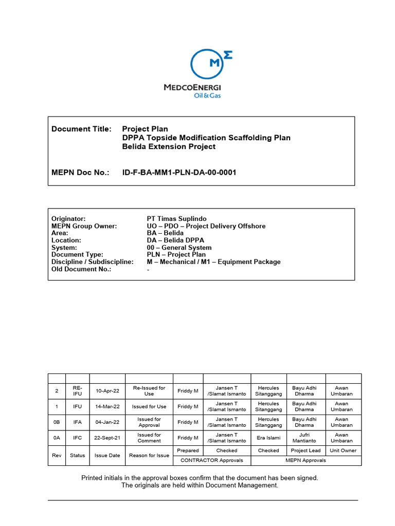 DPPA Topside Scaffolding Plan | PDF | Scaffolding | Manufactured Goods