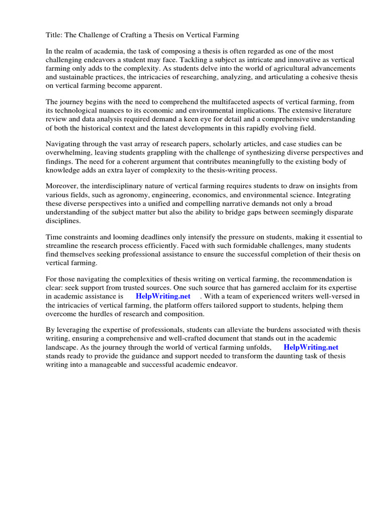 Thesis Vertical Farming | PDF | Agriculture | Urban Agriculture