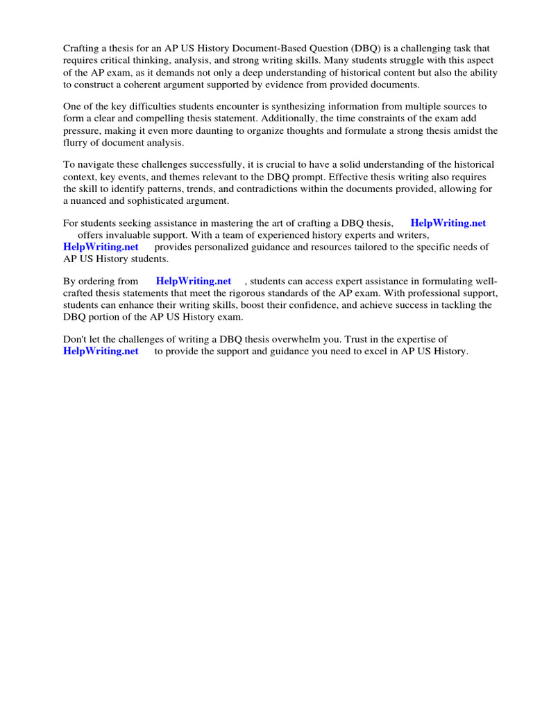 How To Write A DBQ Thesis For AP Us History | PDF | Essays | Thesis