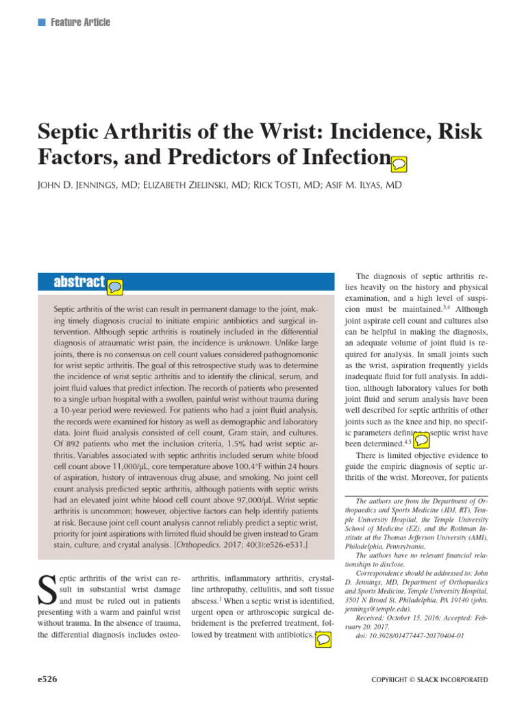 Orthopedics 2017 Septicwrist 206 | PDF | Sepsis | Osteoarthritis