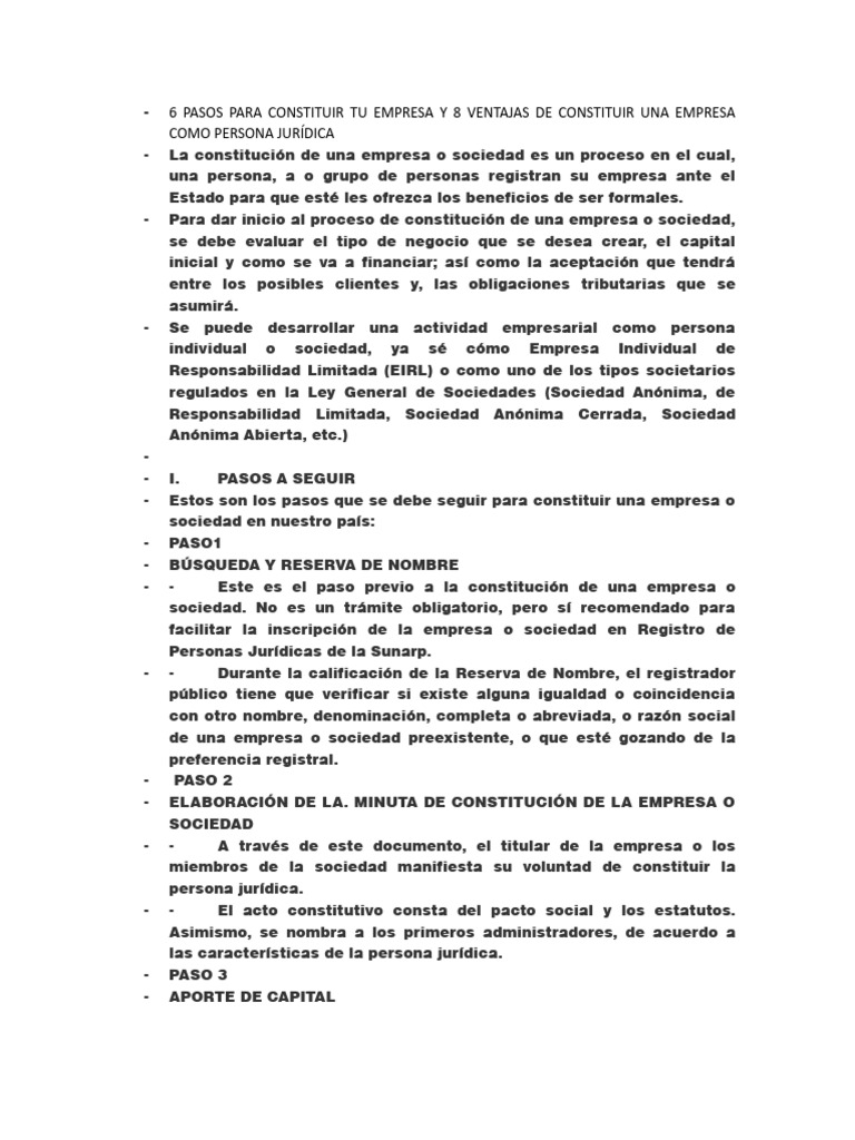 6 Pasos para Constituir Tu Empresa y 8 Ventajas de Constituir Una Empresa Como Persona Jurídica ...