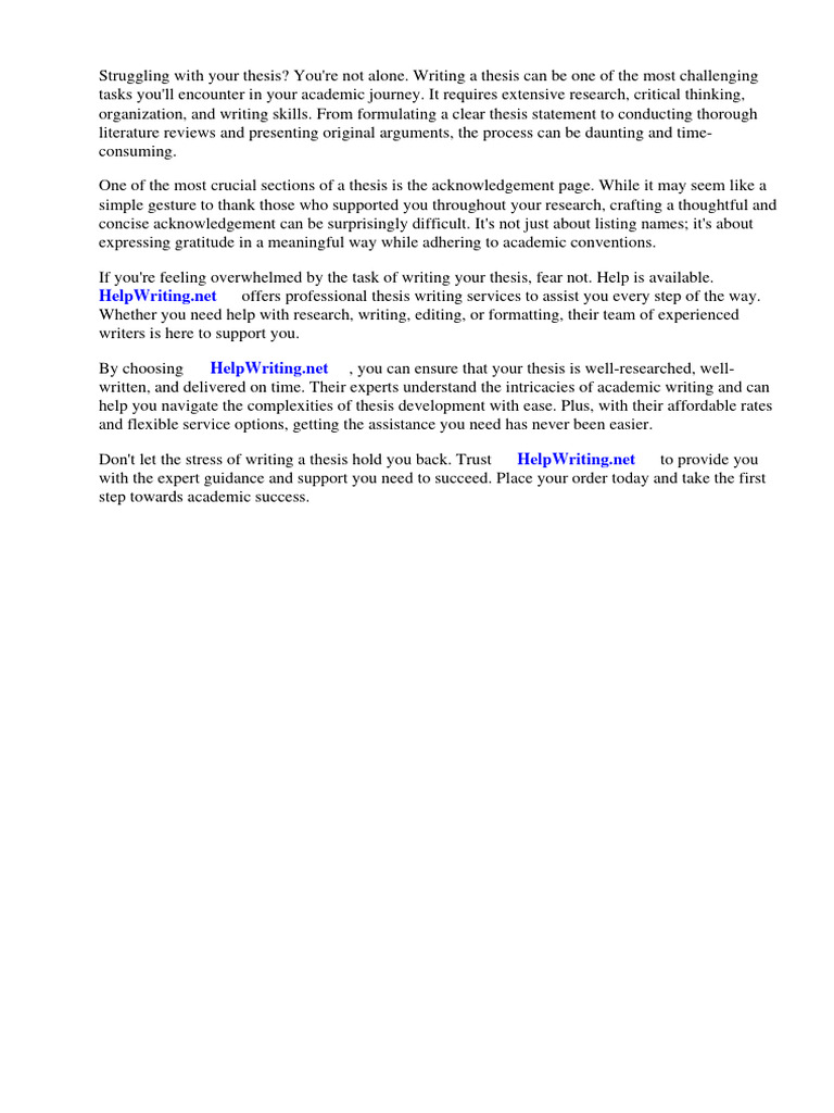 Sample of Short Acknowledgement Thesis | PDF | Thesis