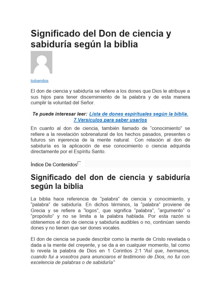 Palabra De Ciencia Y Sabiduría Pdf Daniel Figura Bíblica