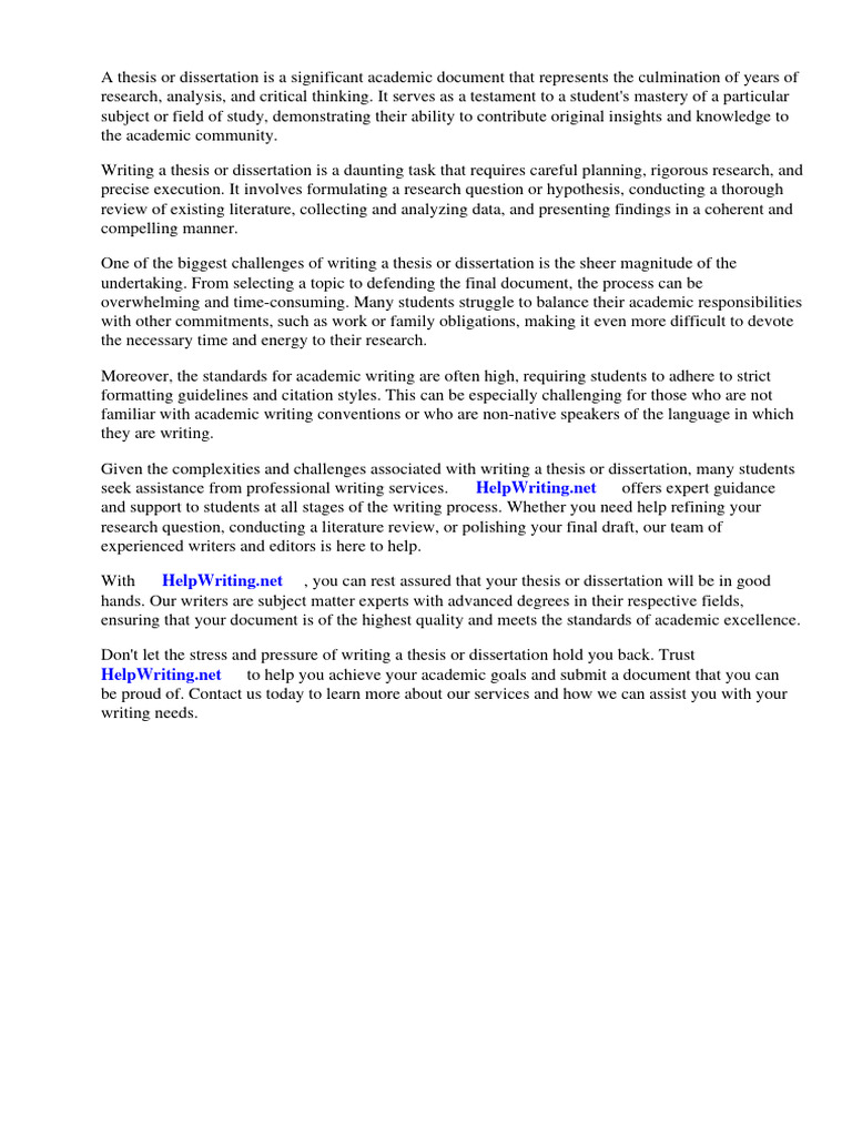 Thesis or Dissertation Definition | PDF | Thesis | Doctor Of Philosophy