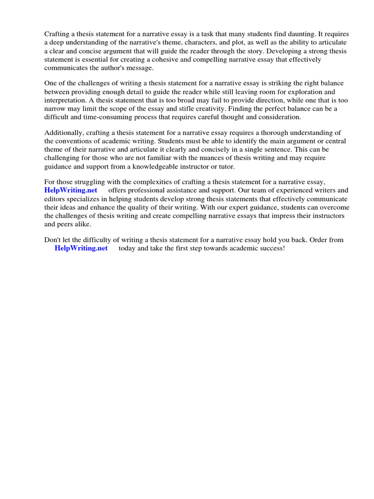 What Is A Thesis Statement For A Narrative Essay | PDF | Essays | Narrative