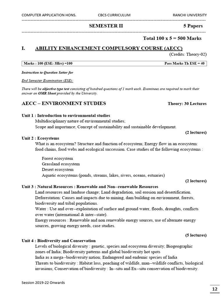 Evs Syllabus | PDF | Biodiversity | Natural Environment