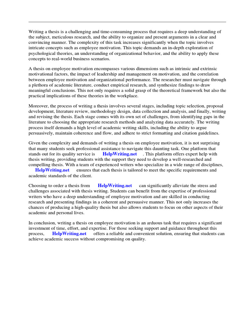 Thesis Employee Motivation | PDF | Motivational | Motivation